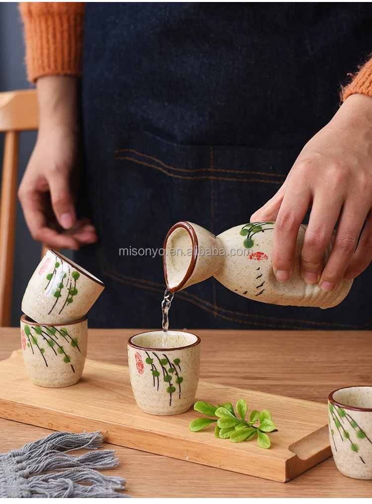 Unique Chinoiserie Ceramic Sake Set – Traditional Japanese Sake Bottle ...