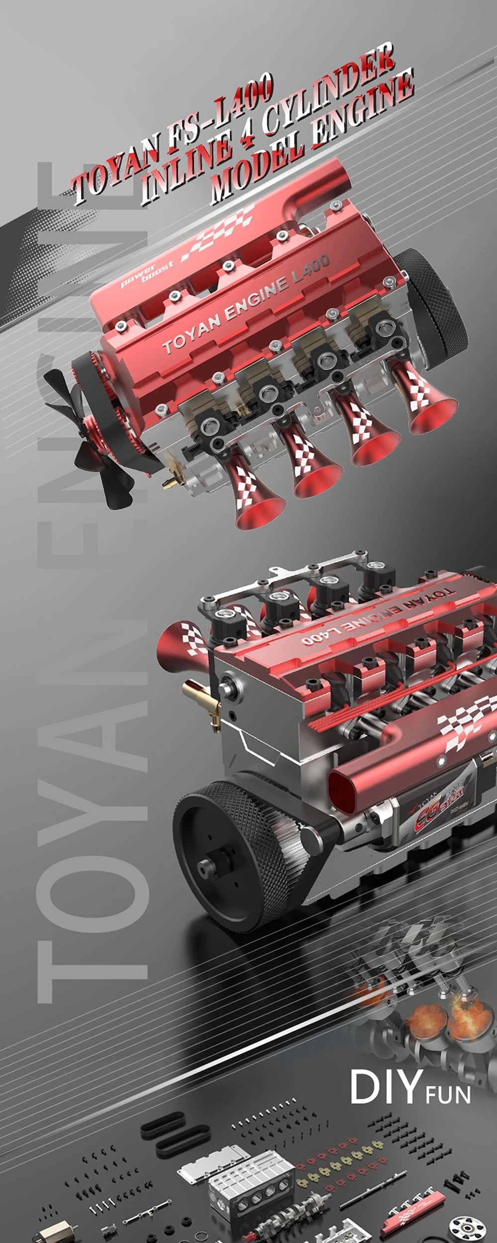 TOYAN Mini Engine DIY FS-L400 - 4 Stroke Methanol Engine