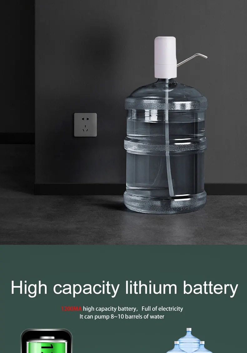 Small Automatic Water Dispenser Usb Rechargeable For Bottled Water ...