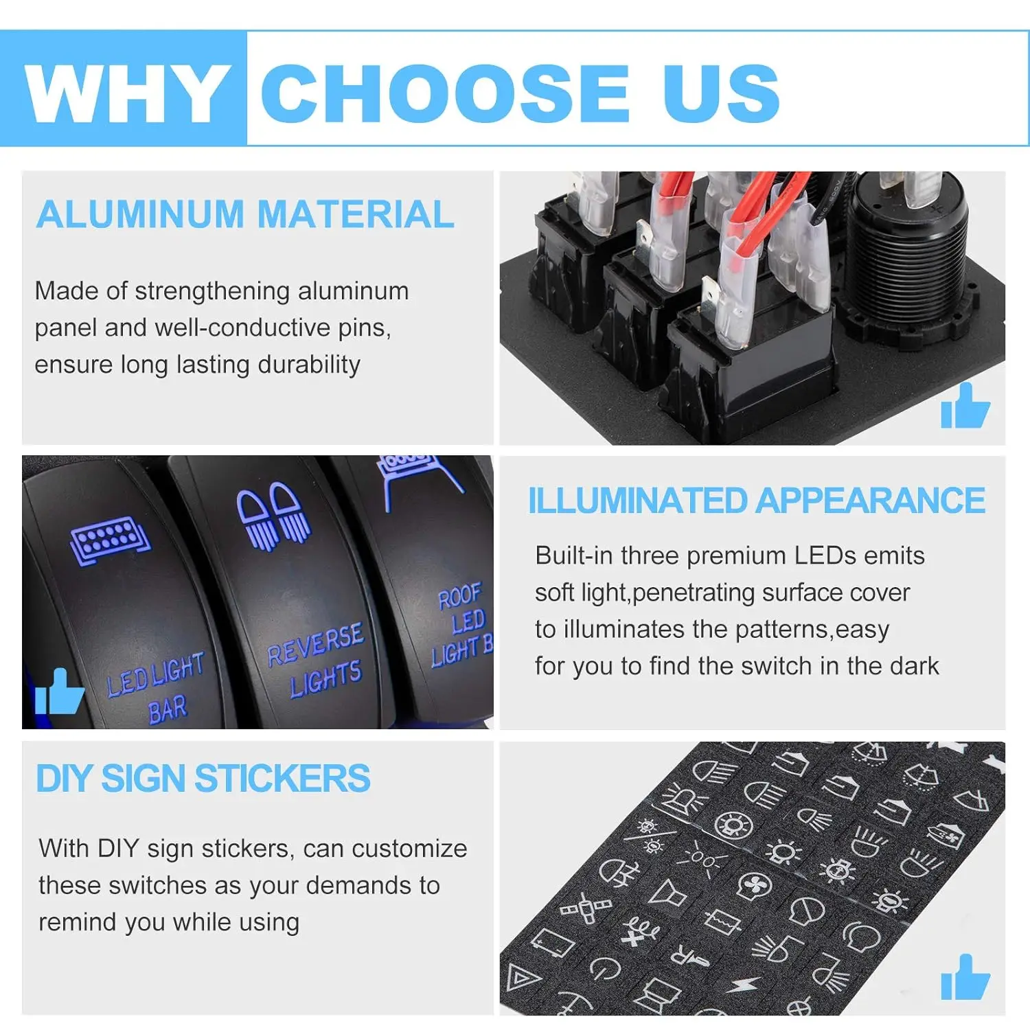 New Style Rocker Switch Panel 3 Sets With Dual Usb Car Or Phone Charger ...