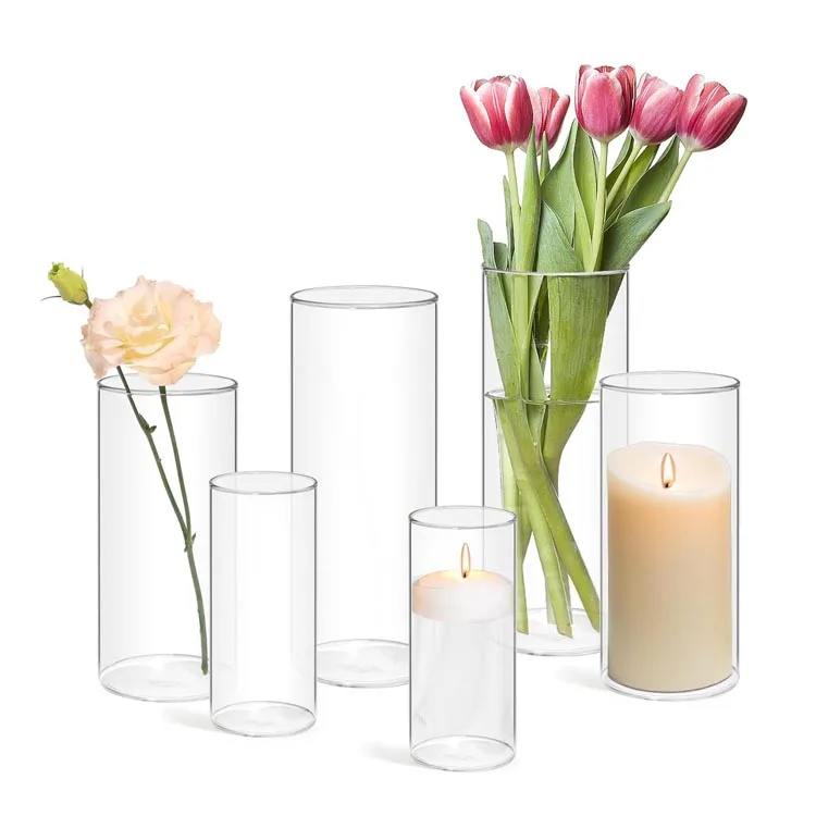 Wholesale Cheap Heat Resistant Recycled Cylinder Tall Glass Candle Vase ...