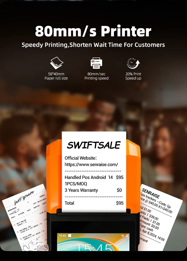 Portable POS System with Cash Register & Printer, Android 4G Terminal, OEM