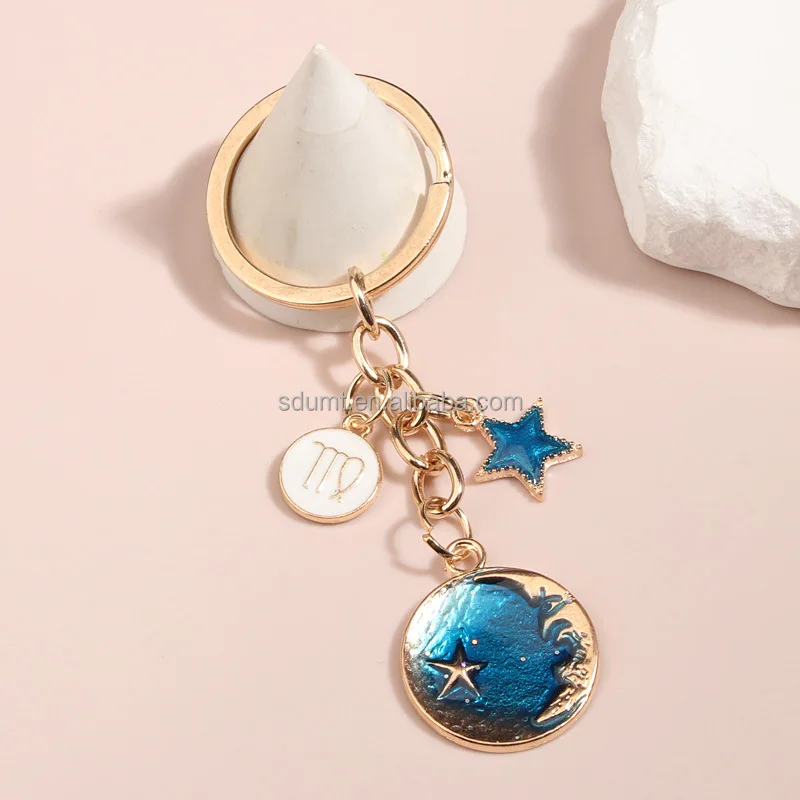 12 Constellations Keychain Keyring Pendant Gifts Metal Key Chains ...