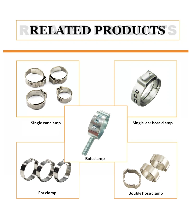 80pcs Single Ear Hose Clamp Kit Adjustable Ear Stainless Steel Hose ...