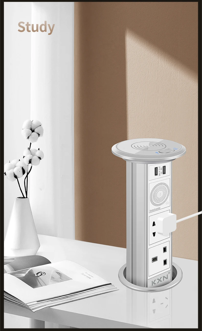 Electric Lifting Socket Tabletop with USB & Wireless Charging