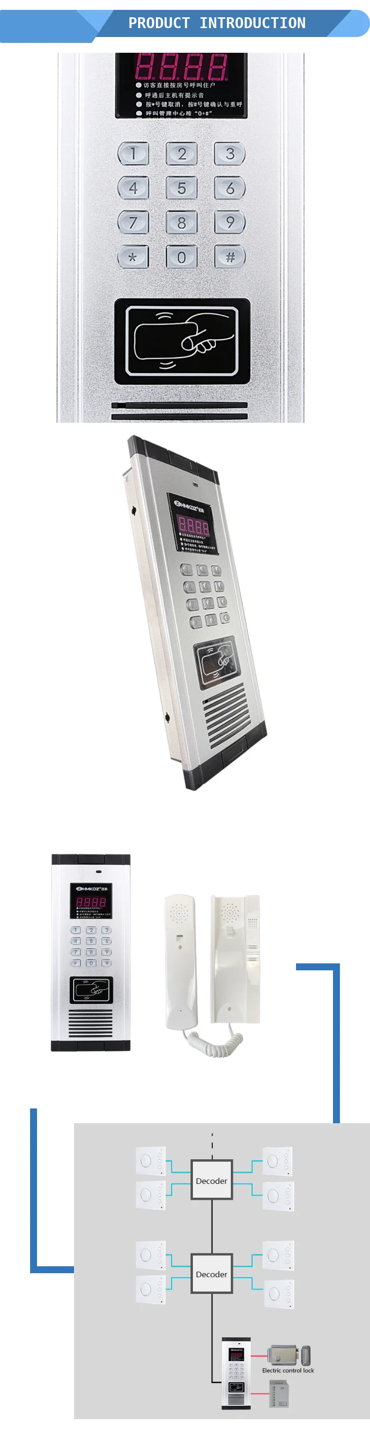 Security System Apartment Building Home Intercom 2 Wire Intercom System ...