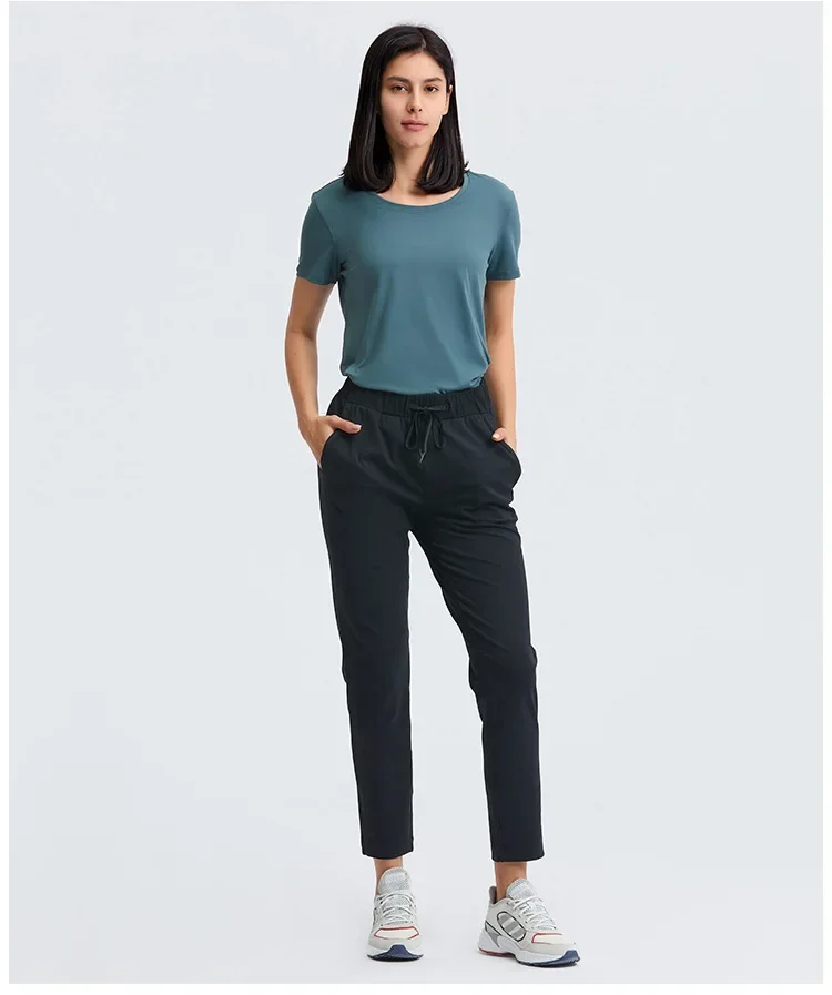 Lululogo Loose Straight Yoga Pants Drawstring Waist Drop Sport Casual ...