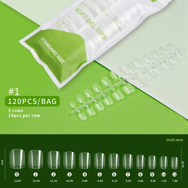 2023 New Design 120pcs/bag Soft Gel Nail Tip Semi-frosted Press On ...