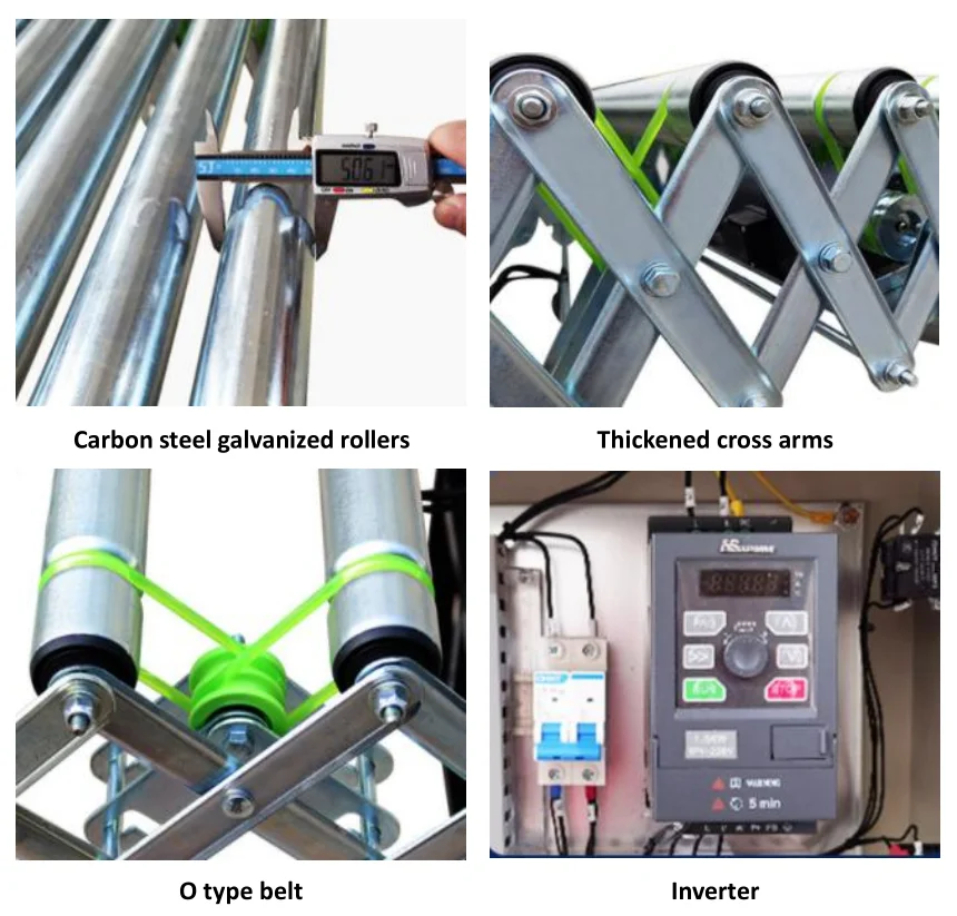 Loading and Offloading Motorized Belt Driven Flexible Roller Conveyor
