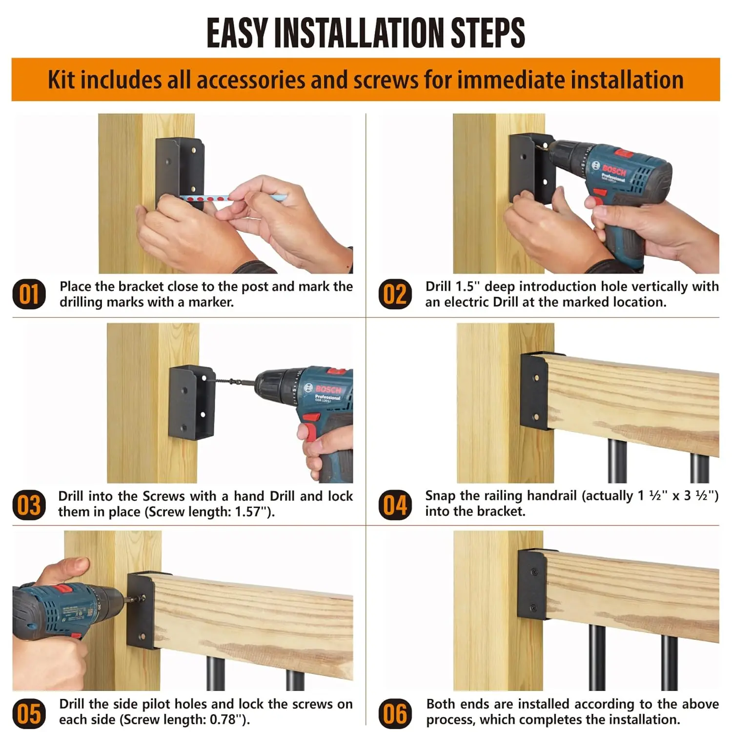 Deck Railing Brackets Steel Deck Railing Connectors for Railing Wood ...