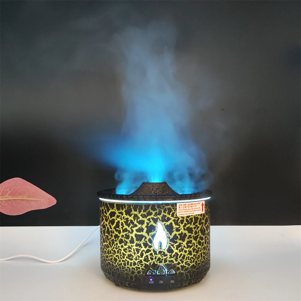 Cracked Volcano Shape Flame Diffuser Humidifier Customized Fire Double ...