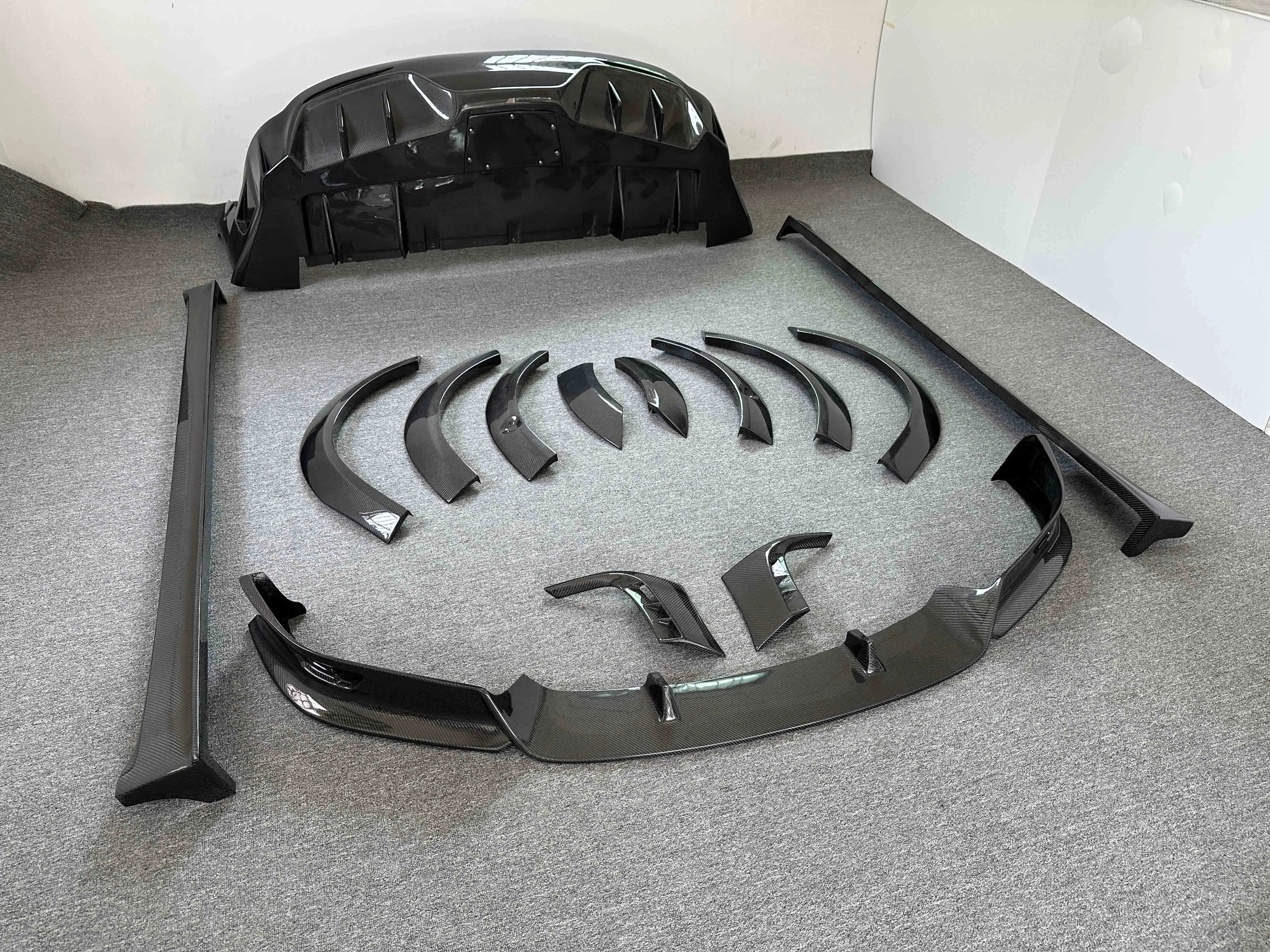 Carbon Fiber Model X Body Kit Front Lip Splitter Rear Diffuser Wide ...