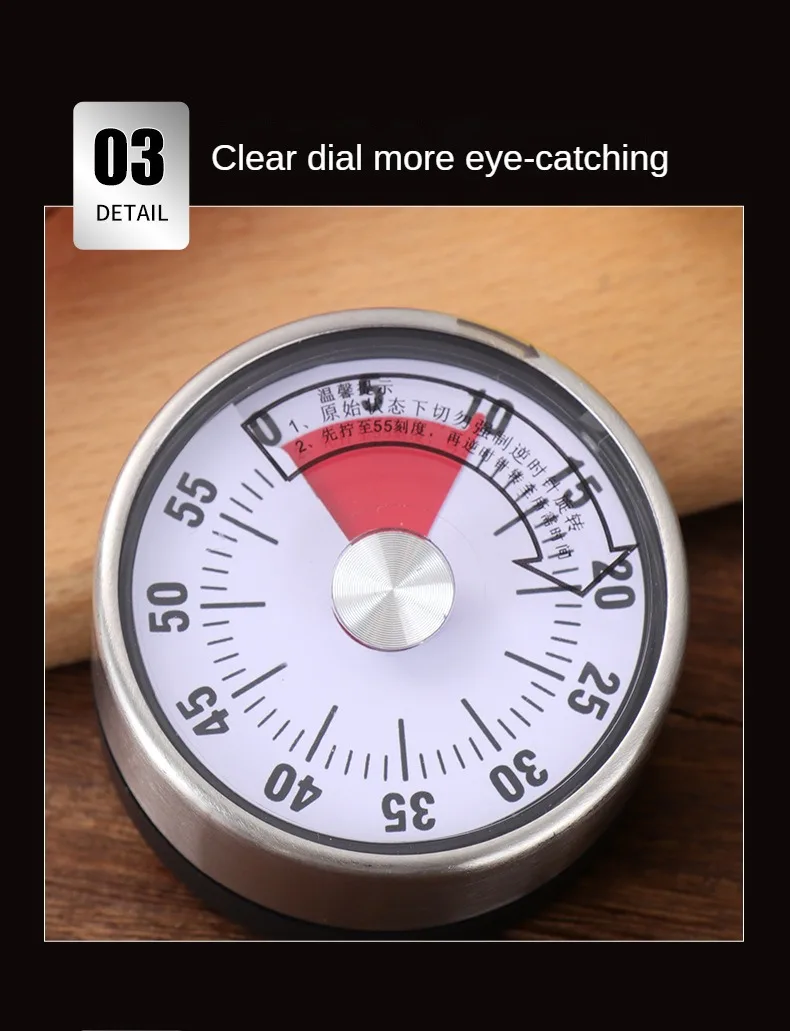 Stainless Steel Mechanical Countdown Timer Kitchen Tool Round Shape ...