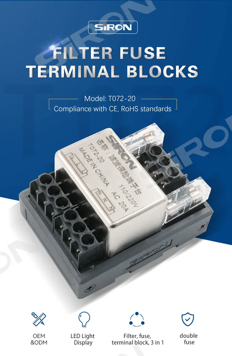 Siron T072-20 Terminal Block - 3in1 Functionality for AC Control