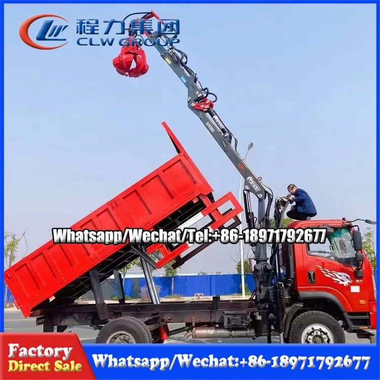 Hydraulic Folding Arm Brick Grab Block Lifting Crane With Truck 4x2 ...
