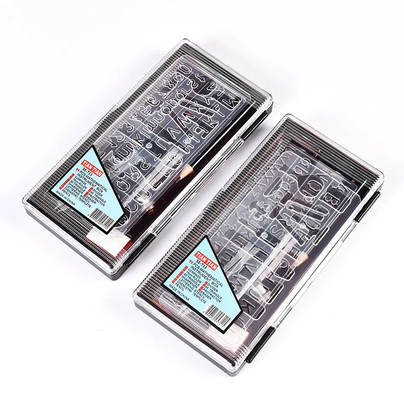 Transparent Plastic Box Packaging Ruler Eraser Compass Geometry Math ...