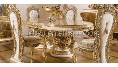 Luxury Wooden Dining Room Table Furniture Set Classic Royal Family ...