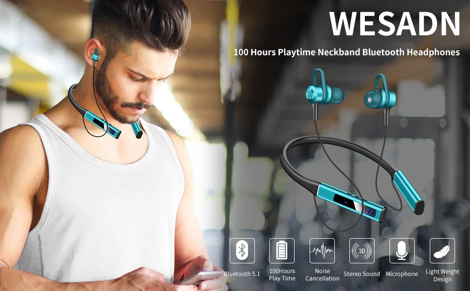 Wireless Earbuds Neckband Blue Tooth Headphones For Iphone 14 Pro Max ...