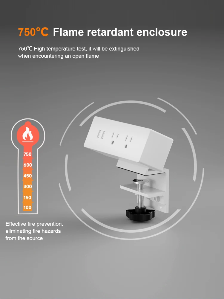 UL Listed Socket Extension - US Standard Clamp-on Desk Power Socket ...