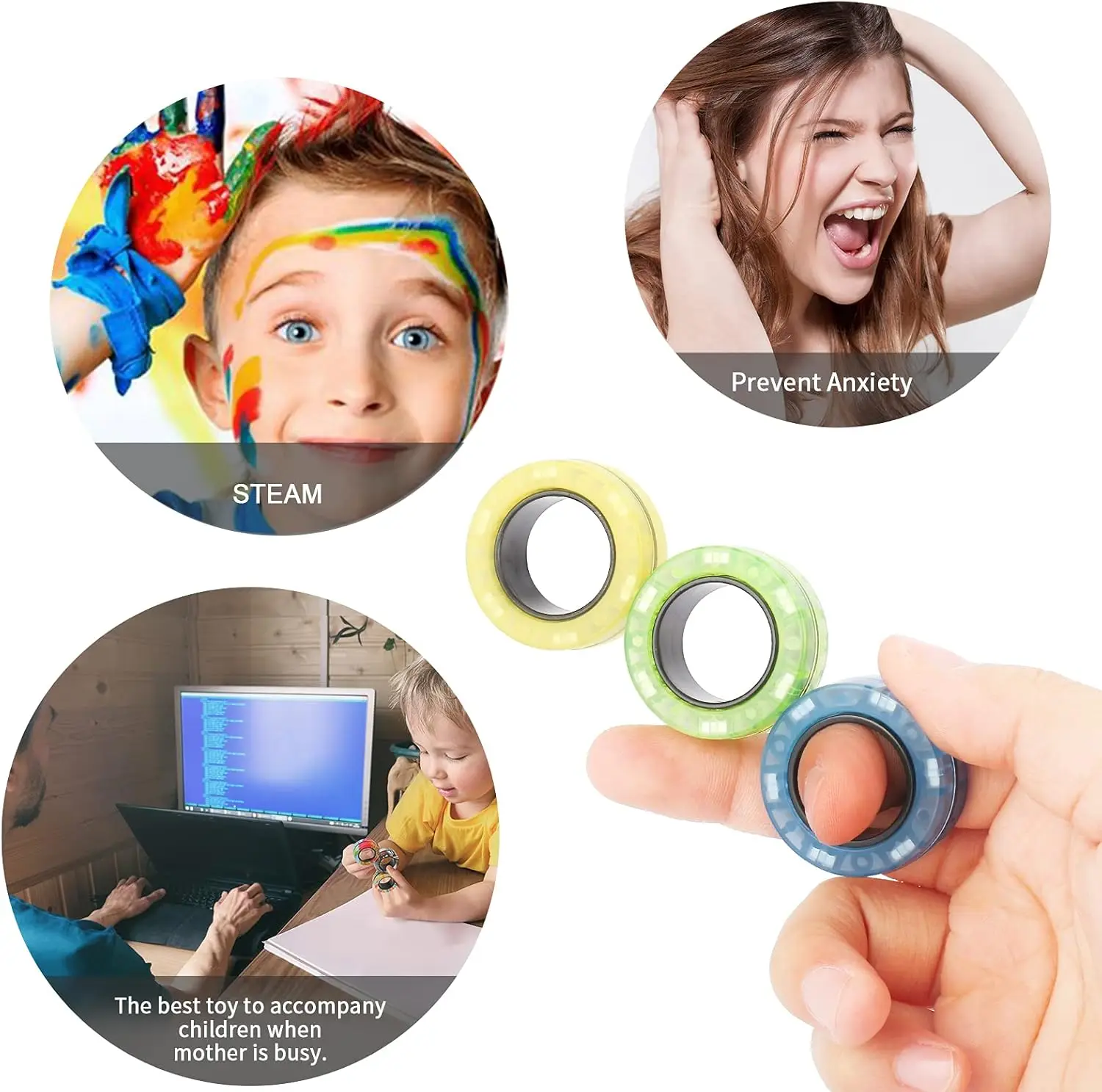 Magnetic Rings Fidget Toy, Idea ADHD Fidget Toys, Adult Fidget Magnets ...