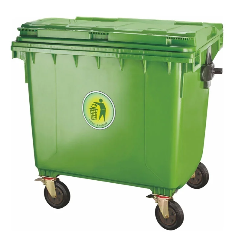Heavy Duty Large Dustbin with Wheels Industrial Plastic Waste Bin 1100 ...