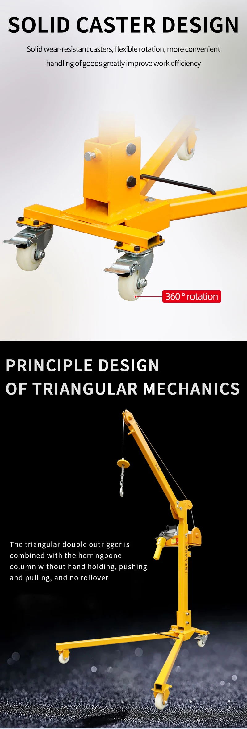 Mobile Portable 200kg Folding Hoist Manual Lifting Car Crane Hand Crank ...