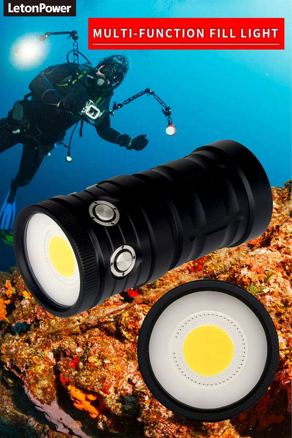 Type-c Rechargeable 10000 Lumen Diving Light for Underwater Adventures