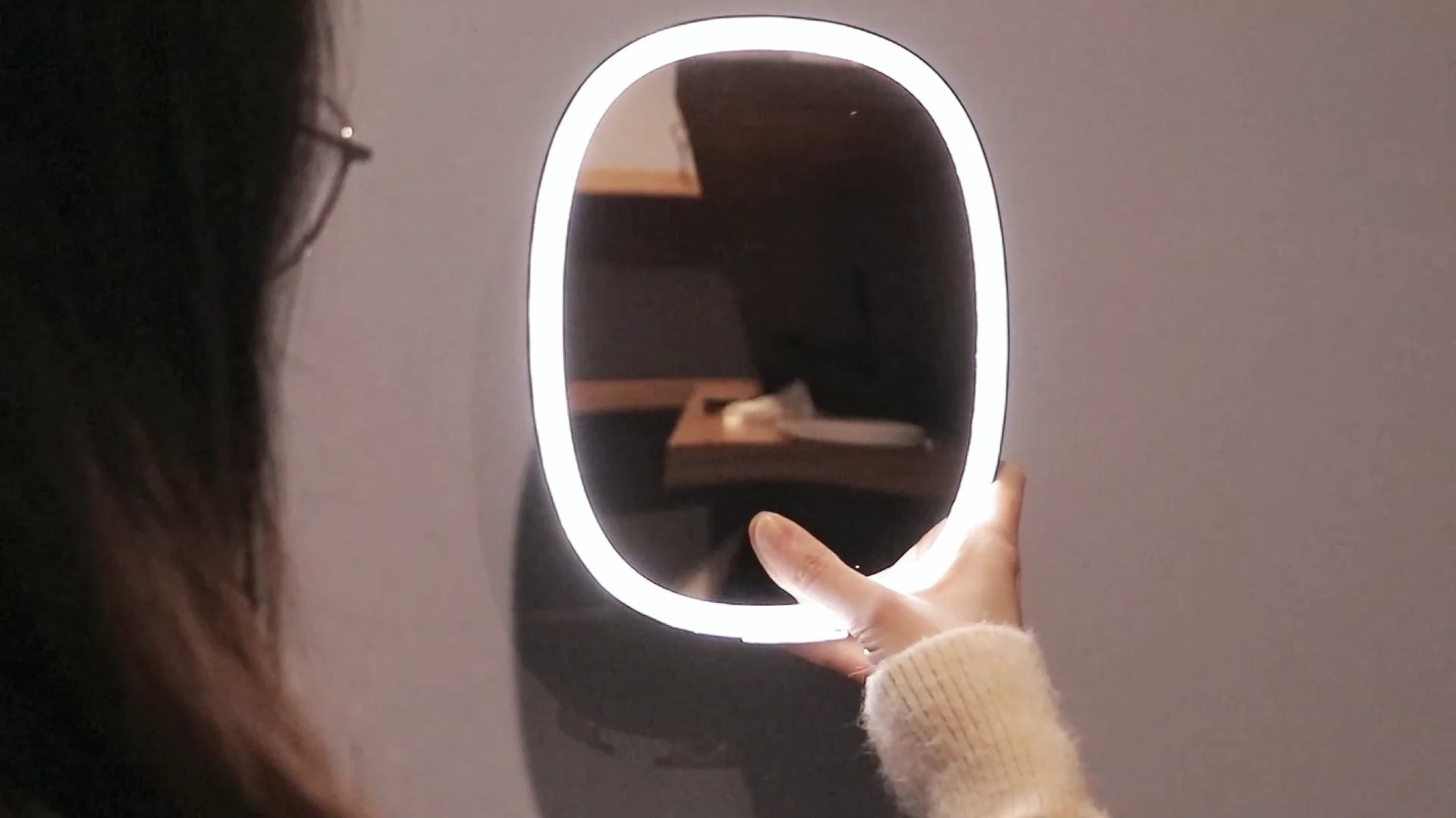 No-drilling Lighted Black Anti Fog Mirror With Razor Holder Fogless ...