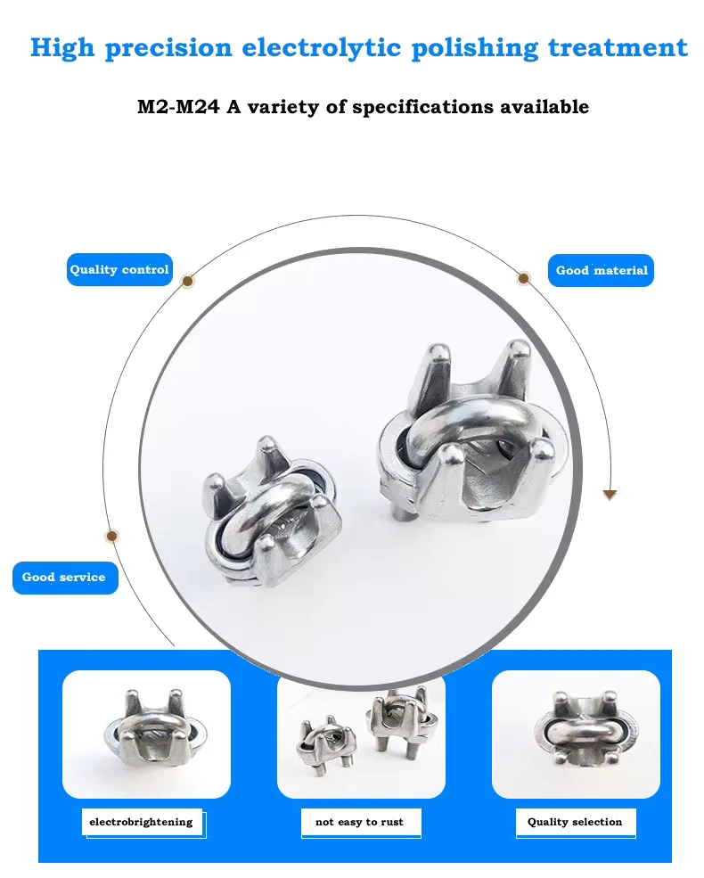 Din741 M18 Wire Rope Clasp Crane U-shaped Wire Rope Lock For Wire Rope ...