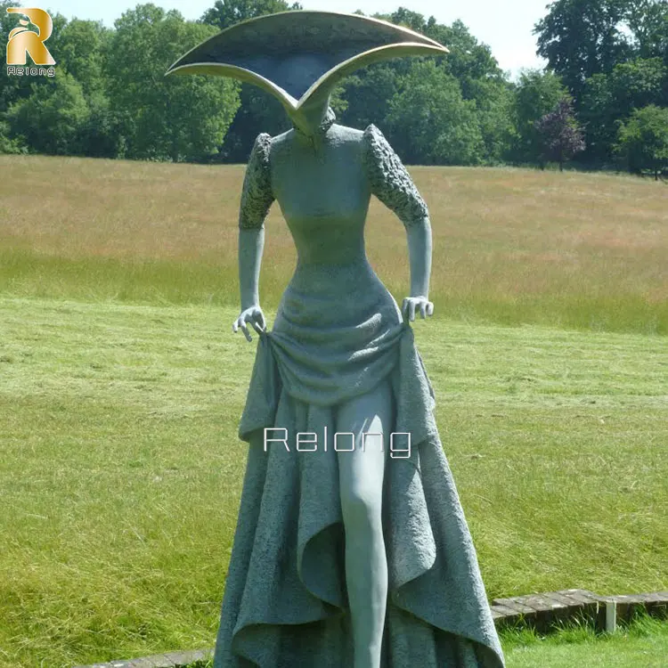 Famous Life Size Metal Craft Girl in Dress Sculpture Bronze Lady Statue ...