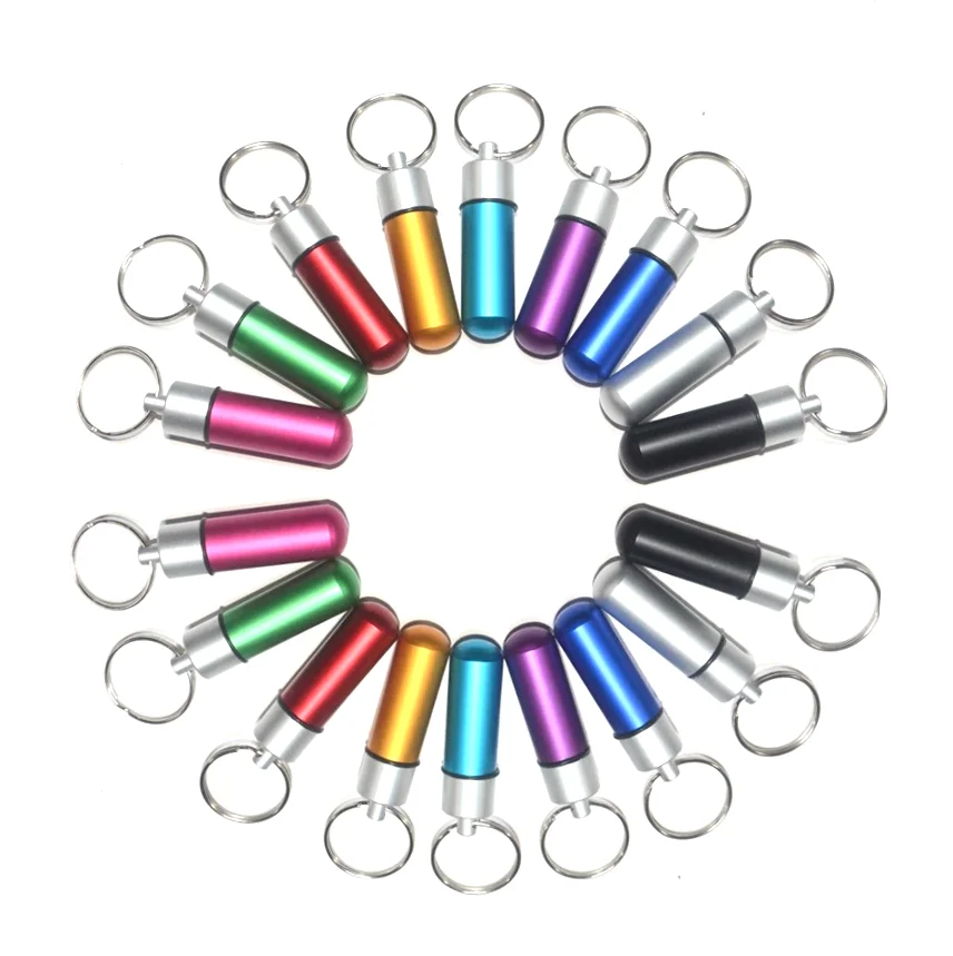 Waterproof Aluminum Pill Box Case Bottle Cache Drug Holder Keychain ...