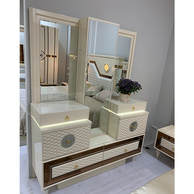 Turkish Modern Luxury Bedroom Furniture Bedroom Suit Bed White Leather ...