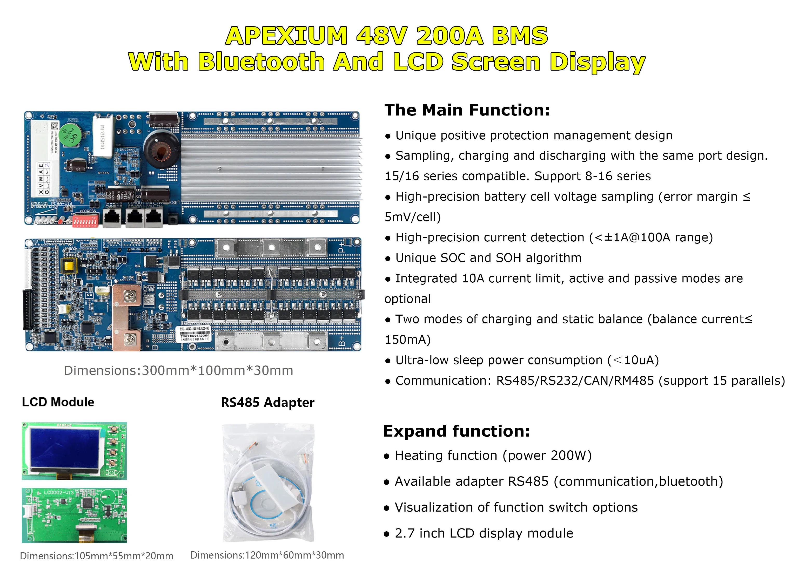 Apexium 48V Smart BMS Lifepo4 Battery for Solar Storage