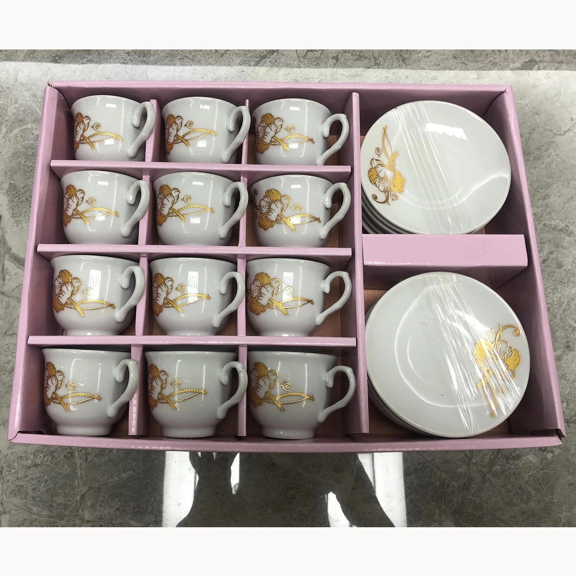 European-style Ceramic Coffee Cup Set Foreign Trade Bronzing 12 Cups ...
