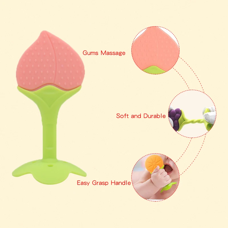 Silicone Baby Teether Toy Soothe Babies Sore Gums Hands Free Design Bpa ...
