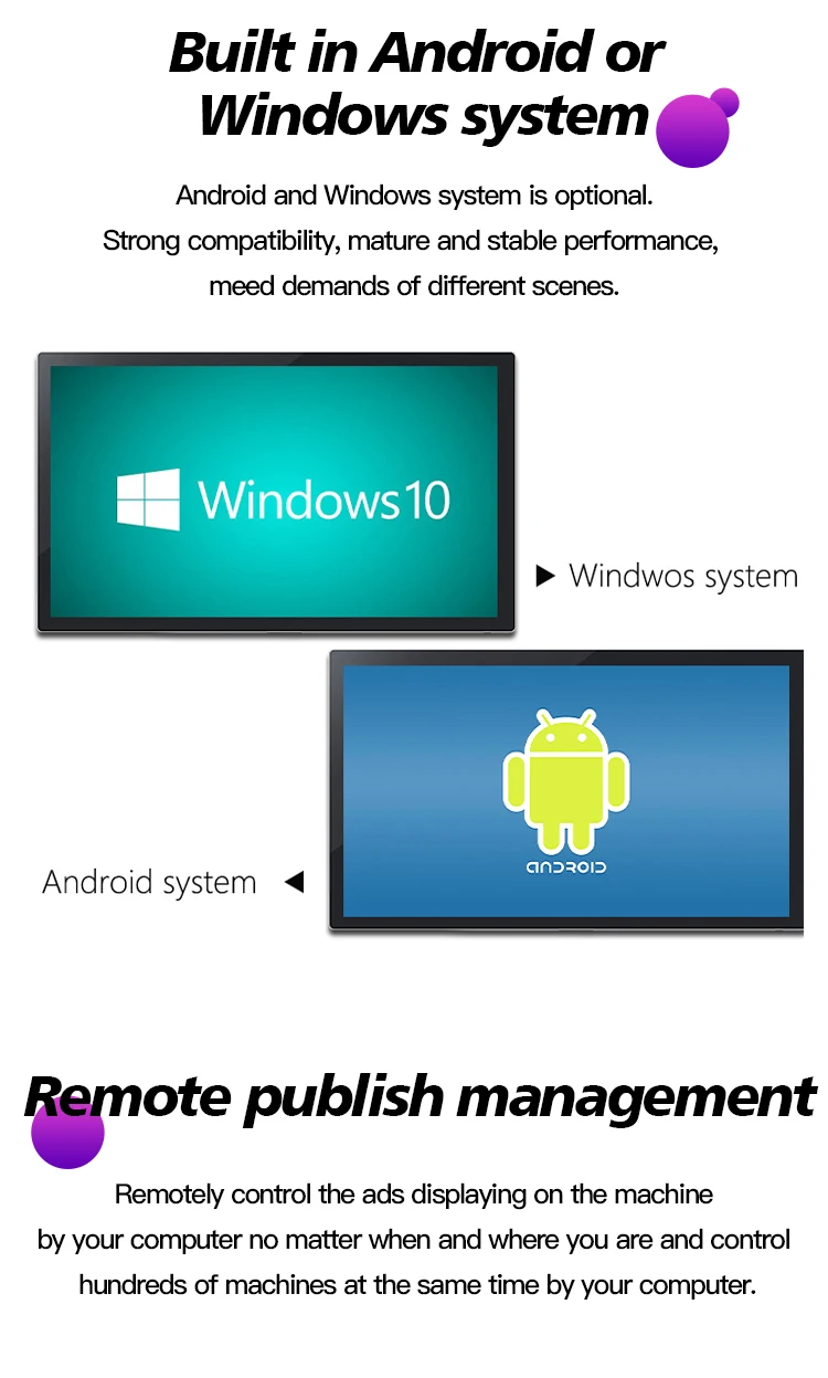 2K 4K Screen Indoor Wall Mounted Android Video Player LCD Advertising ...