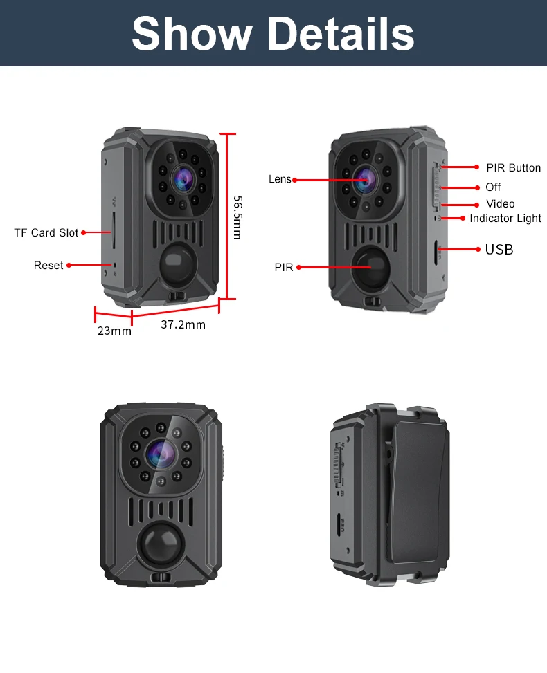 Md31 Pir Motion Sensor 4k Action Sports Camera 120 Degree Wide Angle 11 ...