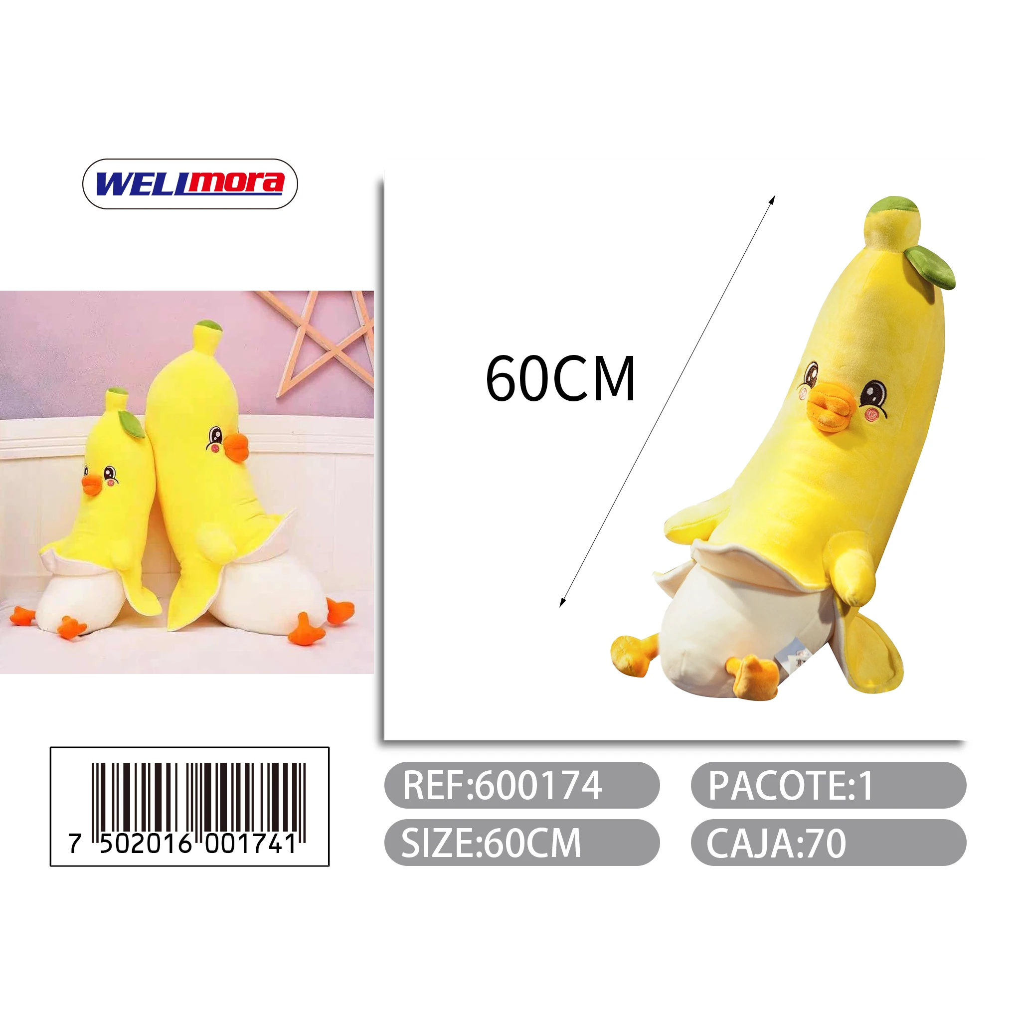 Cute Banana Duck Plush Toy 60cm Soft Stuffed Animal for Kids Bedroom ...