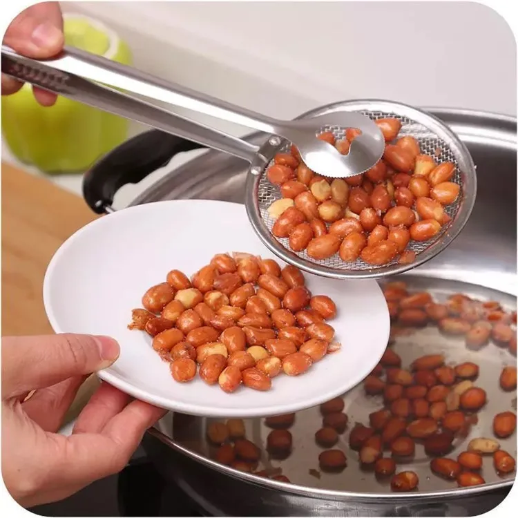 Stainless Steel Kitchen Colander Filter Mesh Spoon Fried Food Oil Scoop ...