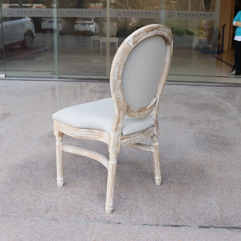 Antique Style Round Back Wooden Fabric Luxury French Xv Louis Stackable ...