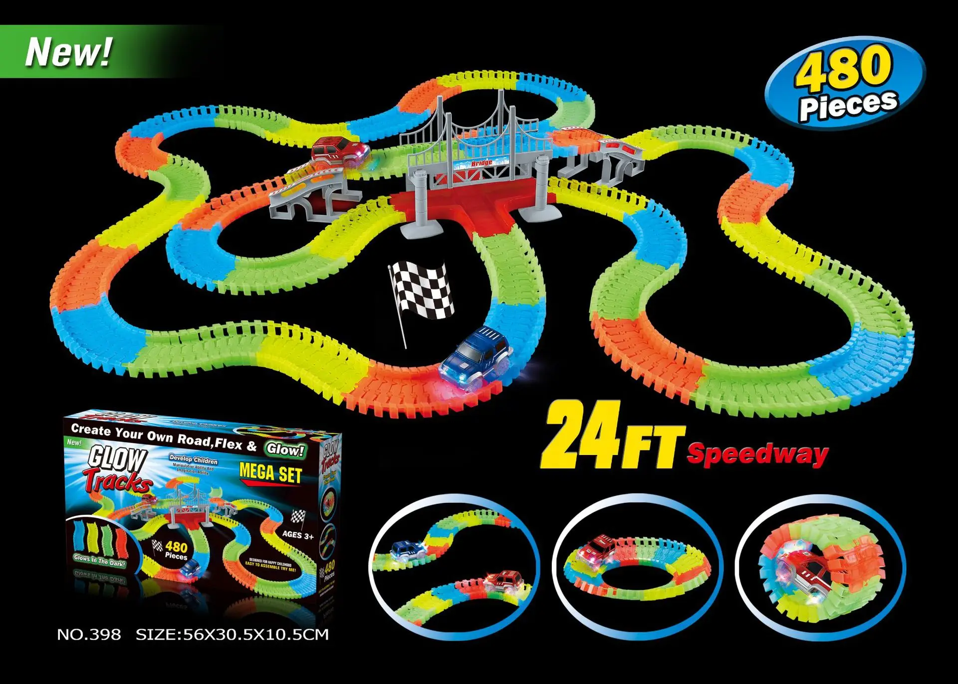 Children's Electric Track Racing DIY Assembly Plastic LED Night Light ...