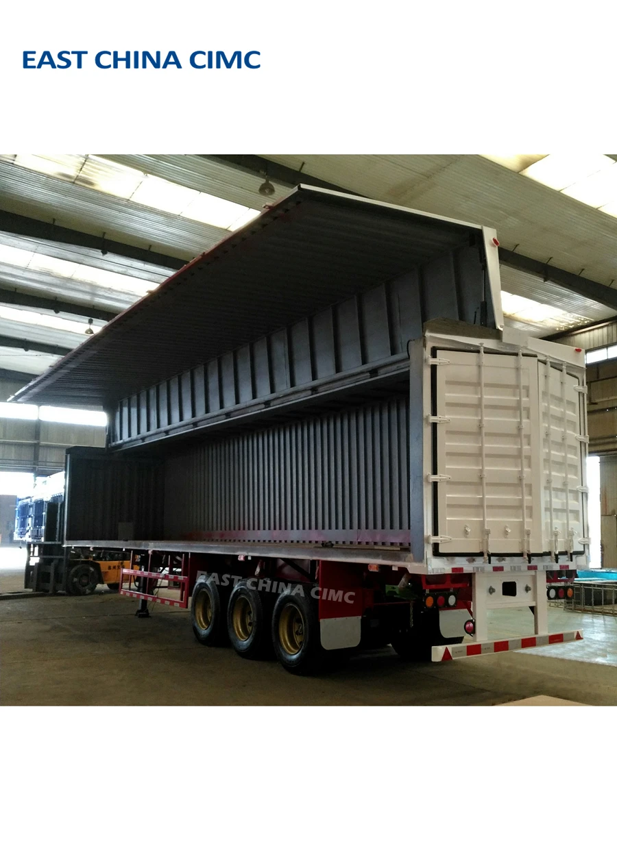 Heavy Duty Wing Span Hydraulic Cylinder Trailer Drop Side Cargo Box ...