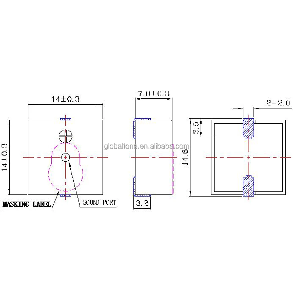 Piezoelectric Transducer Smt Buzzer 14 X 14 X H7mm Passive Patch Buzzer ...