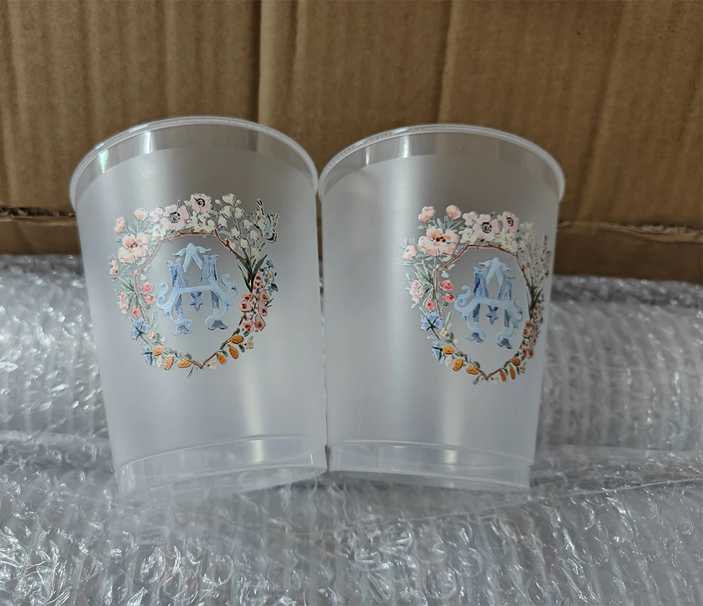 Wedding Party Use Custom Logo Printing 16oz Reusable Frosted Plastic ...