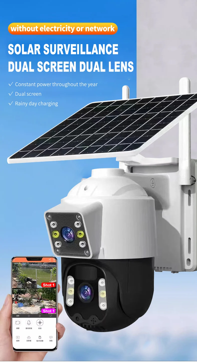 V360 Pro Battery Powered Solar CCTV Camera - 360° Panorama