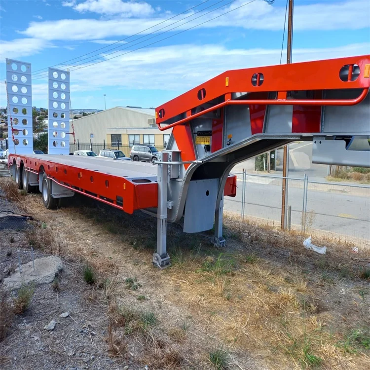 3axle 80ton Heavy Duty Gooseneck Hydraulic Ramp Low Loader/lowbed ...