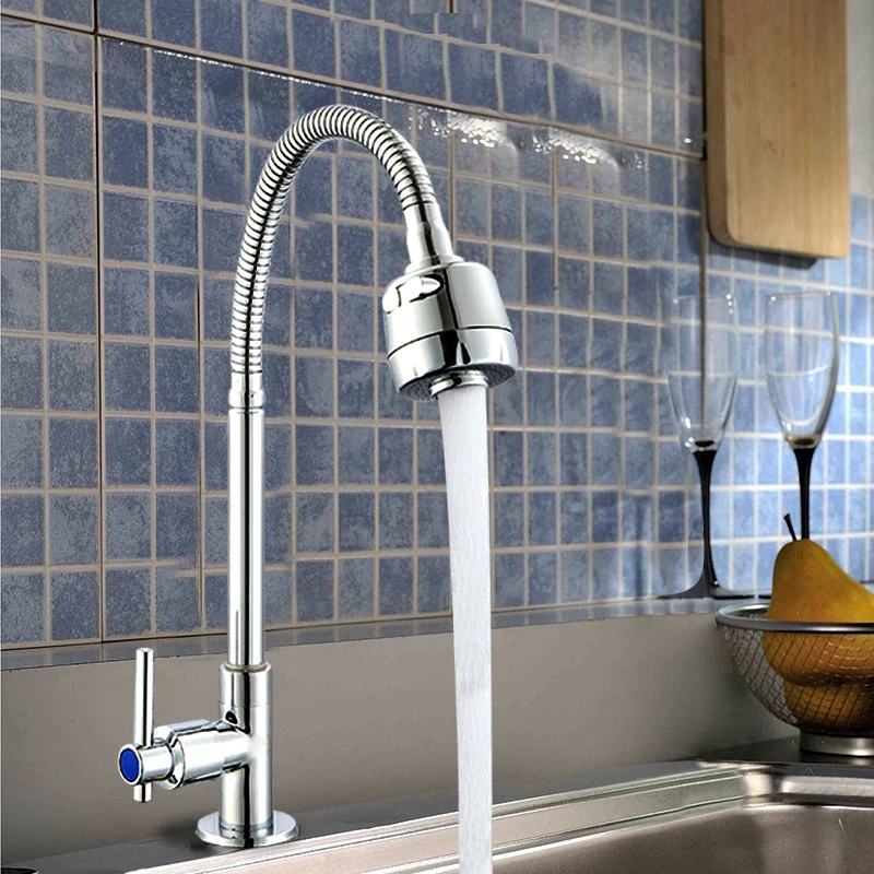 Jooka New Design Cold Water Long Flexible Steel Hose Neck Tap Kitchen ...