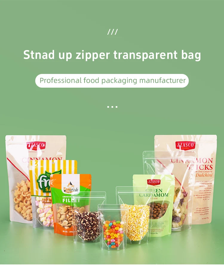 Clear Packaging Plastic Waterproof Stand up Ziplock Transparent Bag ...
