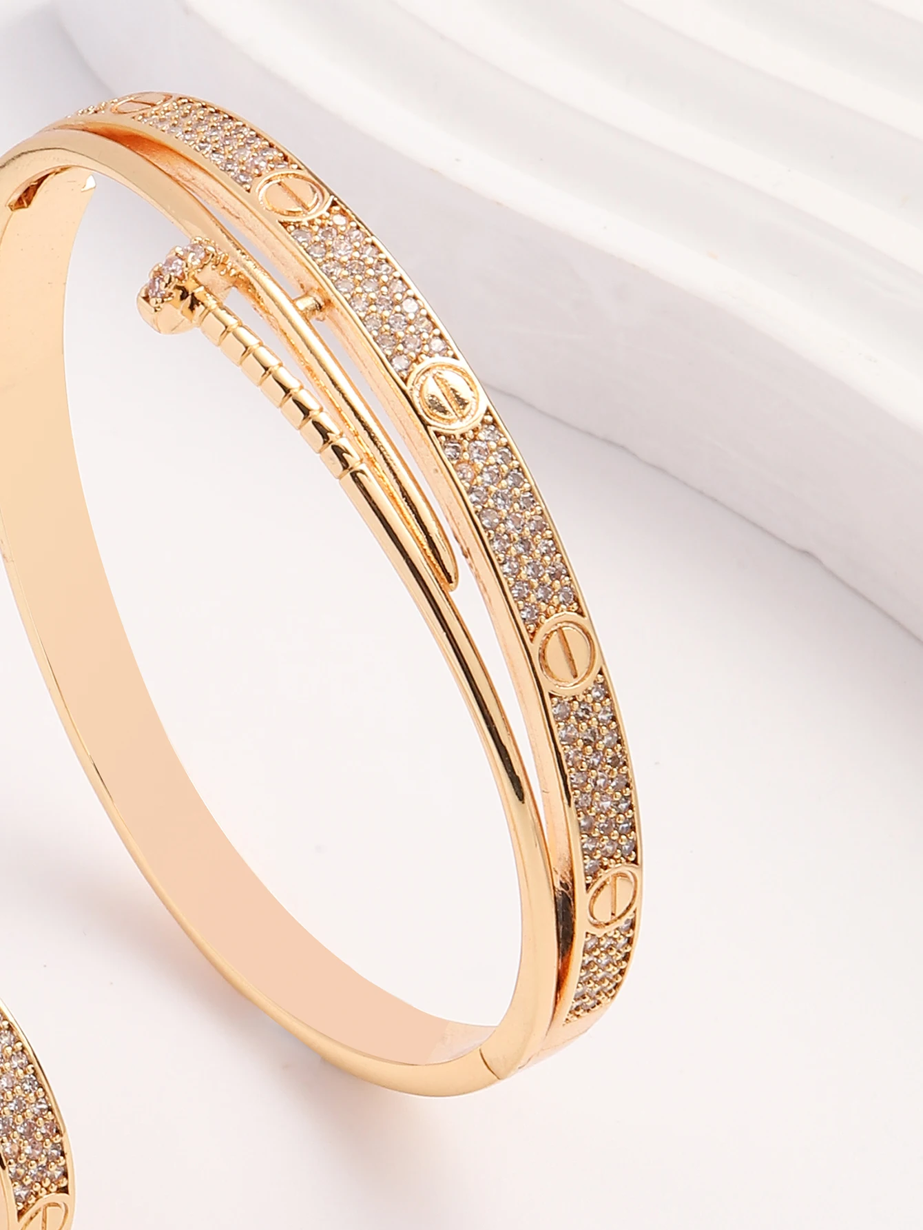 Luxury Zircon Jewelry Sets - Statement Open Bangle