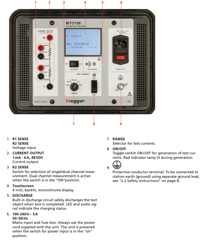 For Megger MTO106 Double Winding Tester for 210 250 300 330 Three-Phase ...